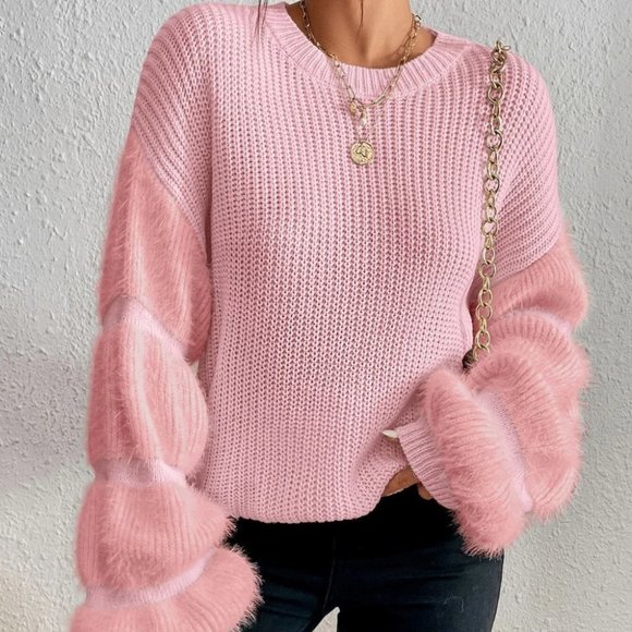 Sweaters | Baby Pink Preppy Womens Ribbed Knit Sweater | Poshmark